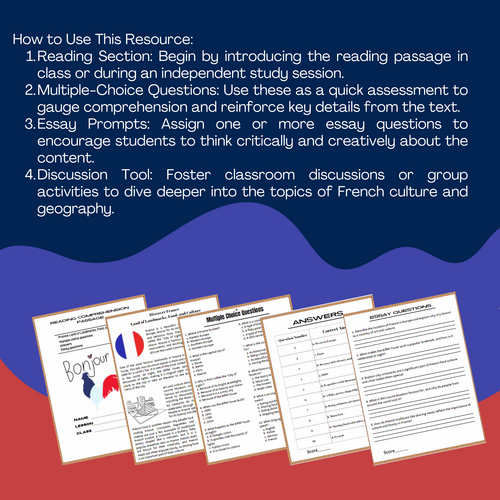 France Reading Comprehension Pack: Eiffel Tower, Culture & Cuisine ...