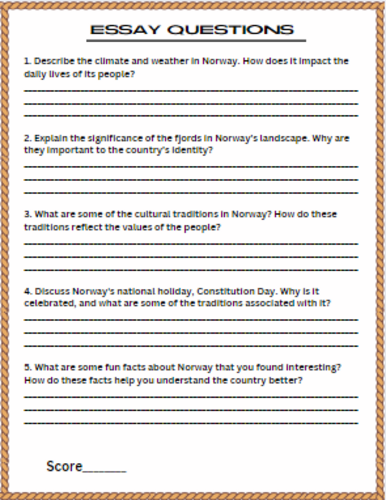 Norway Reading Comprehension Pack: Fjords, Northern Lights & Viking ...