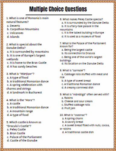 Romania Reading Comprehension Pack: Castles, Carpathians & Culture ...
