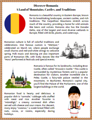 Romania Reading Comprehension Pack: Castles, Carpathians & Culture ...