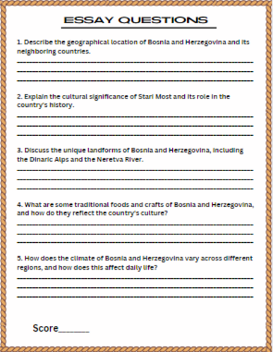 Bosnia and Herzegovina Reading Comprehension Pack: Culture, Geography ...
