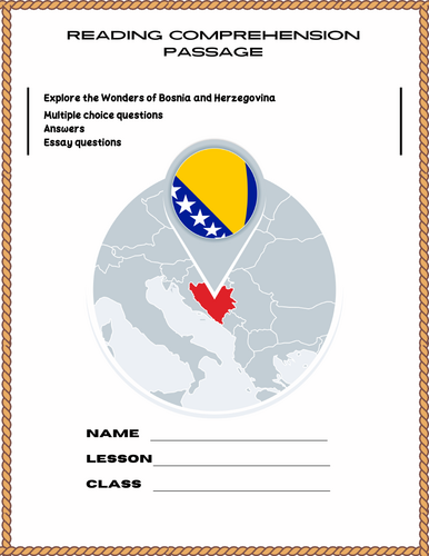 Bosnia and Herzegovina Reading Comprehension Pack: Culture, Geography ...