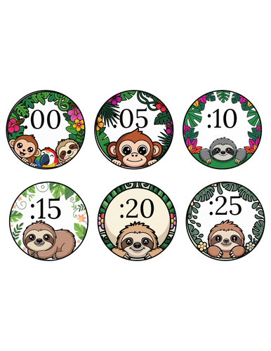 Rainforest Animals Clock Cover | Jungle-Themed Printable Classroom ...