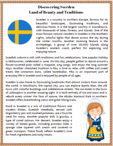Sweden Reading Comprehension Pack: Nordic Culture & Traditions – Texts ...