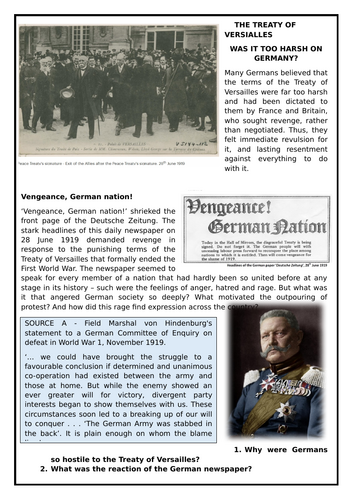 Treaty of Versailles: Germany’s Reaction – Complete Lesson Pack ...