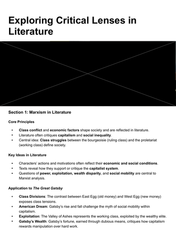 A-Level Literature - The Great Gatsby: Exploring Critical Lenses ...