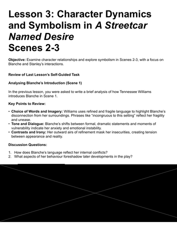 A-Level Literature – A Streetcar Named Desire: Character Dynamics and ...