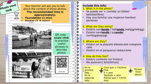 GCSE Spanish Photo card task 2026 AQA | Teaching Resources