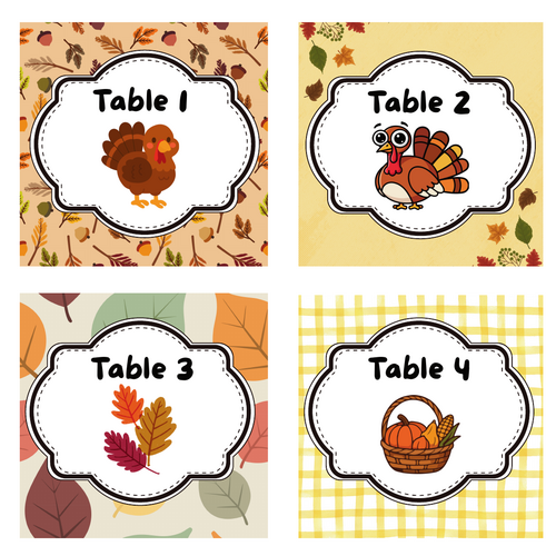 Thanksgiving Table Numbers | Autumn-Themed Printable Classroom Decor ...