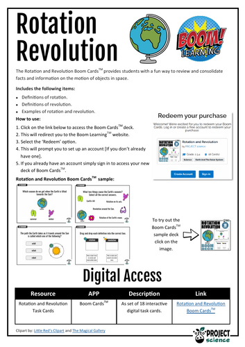 Rotation and Revolution Boom Cards™ - Distance Learning | Teaching ...