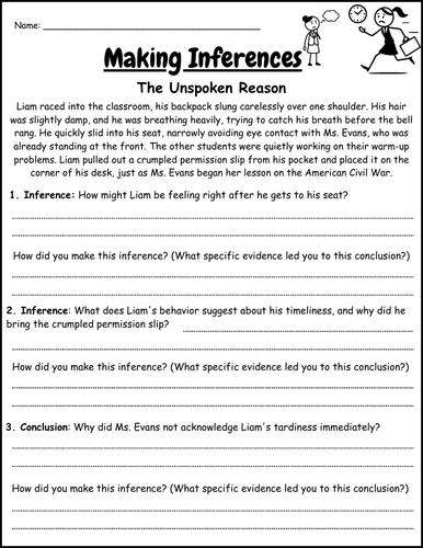 Making Inferences and Drawing Conclusions - Reading Worksheet Pack ...