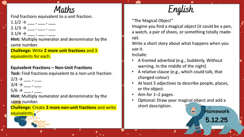 Year 5/6 Maths & English Homework Tasks | Teaching Resources