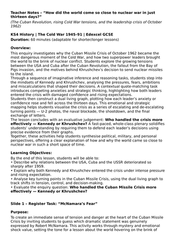 The Cuban Missile Crisis: Kennedy vs Khrushchev – A Dual Living Graph ...