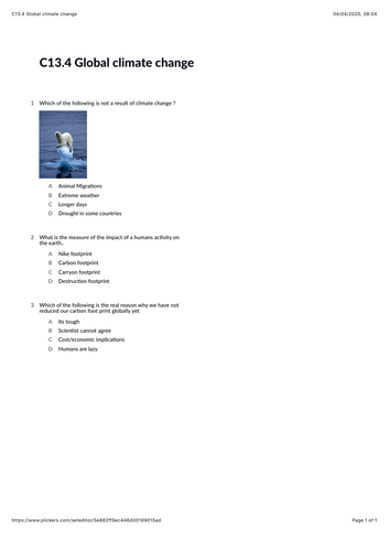 AQA GCSE Chemistry C13.4 – Global Climate Change | Complete Lesson ...