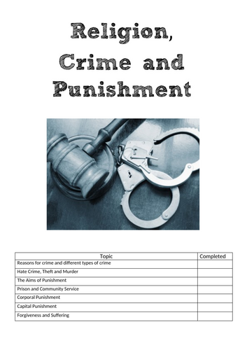 Crime and Punishment Revision Lessons and Booklet AQA GCSE Religious ...