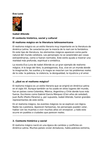 Eva Luna by Isabel Allende – Magical Realism | Teaching Resources