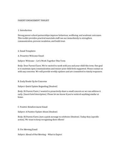 Parent Engagement Toolkit - Reduce complaints before they happen ...