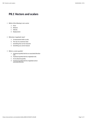 P8.1 Vectors and Scalars – AQA GCSE Physics (2026) + Online Self ...