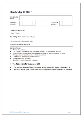IGCSE CS TEST 2 Boolean logic with Questions and Answers | Teaching ...
