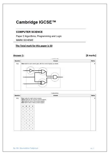 IGCSE CS TEST 2 Boolean logic with Questions and Answers | Teaching ...