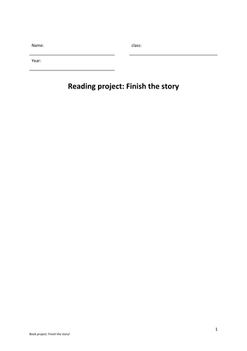 Book project: Finish the story! | Teaching Resources