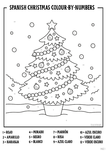 Christmas Spanish Colour-By-Numbers Colouring Pages | Teaching Resources