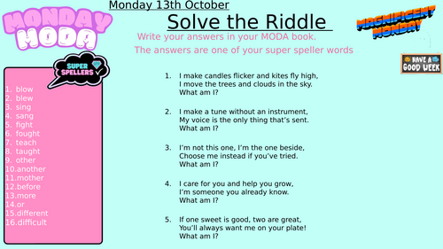 Year 4 Spelling Activities – Week 5 Daily Spelling Games, Riddles ...