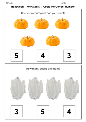 Halloween Counting Worksheets Real Halloween Items Preschool and ...