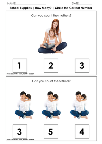 My Family Counting Worksheets Real Photos Preschool and Special ...