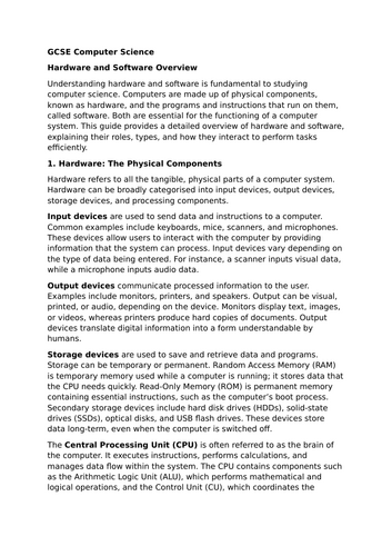 Hardware and Software Overview | Teaching Resources