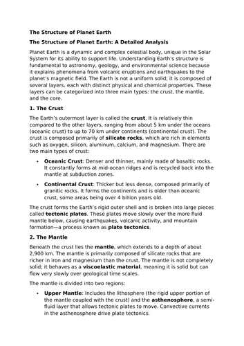 The Structure of Planet Earth | Teaching Resources