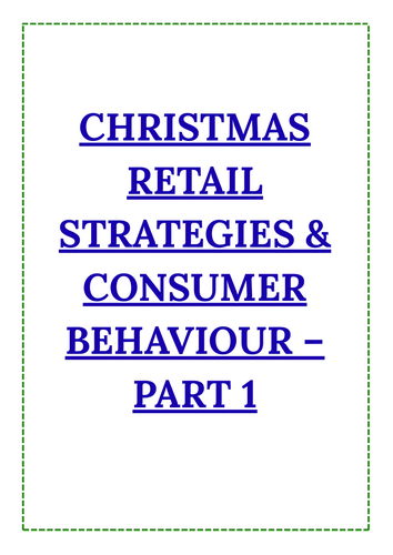 Christmas Retail & Consumer Behavior Pack / Secondary Business Studies ...