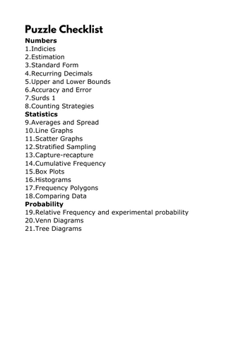 GCSE Maths - Higher 1 - Vocabulary Crosswords - Numbers, Statistics ...