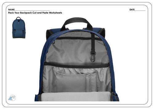 Pack Your Backpack School Supplies Cut and Paste Activity Real Photos ...