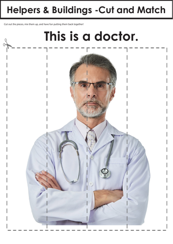 Community Helpers & Buildings Cut and Match – Speech Therapy, ESL ...