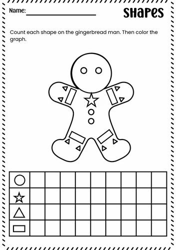 Christmas Shape Activities | 2D Shapes Count & Graph Worksheets/1st ...