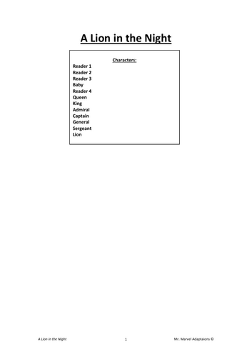 A Lion in the Night Readers' Theatre Script & Rubric | Teaching Resources