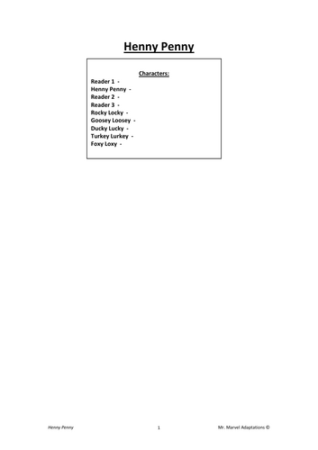 Henny Penny Readers' Theatre Script & Rubric | Teaching Resources