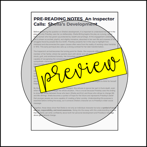 An Inspector Calls Sheila Exam Pack | GCSE English Literature ...