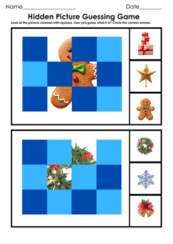 Christmas Hidden Picture Guessing Game | 10 Pages | Preschool, ESL ...