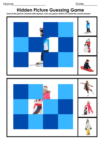 Winter Hidden Picture Guessing Game | 10 Pages | Preschool, ESL ...