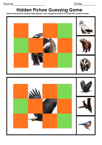 Forest Animals Hidden Picture Guessing Game | 10 Pages | Preschool, ESL ...