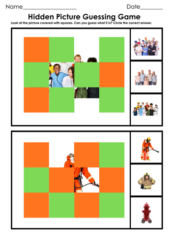 Community Helpers & Buildings Hidden Picture Guessing Game | 10 Pages ...