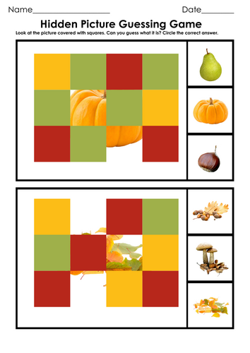 Autumn Clothes Hidden Picture Guessing Game | 10 Pages | Preschool, ESL ...