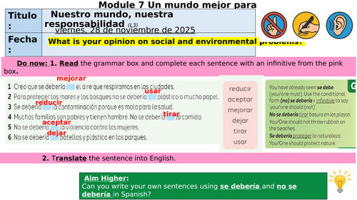 AQA 2026 SPANISH M7 U4 - 3 Lessons. Nuestro mundo, nuestra ...