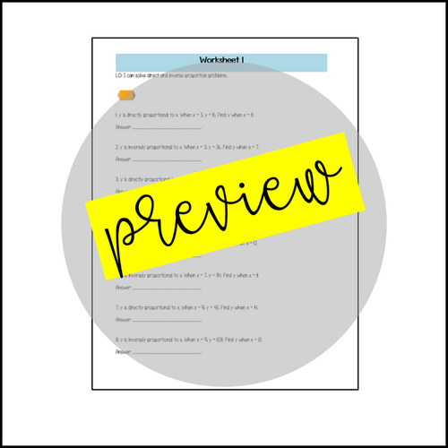 Direct & Inverse Proportion Workbook | GCSE Foundation Maths | 12 ...