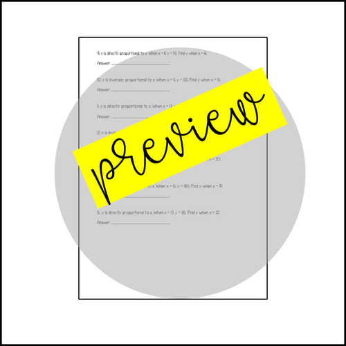 Direct & Inverse Proportion Workbook | GCSE Foundation Maths | 12 ...