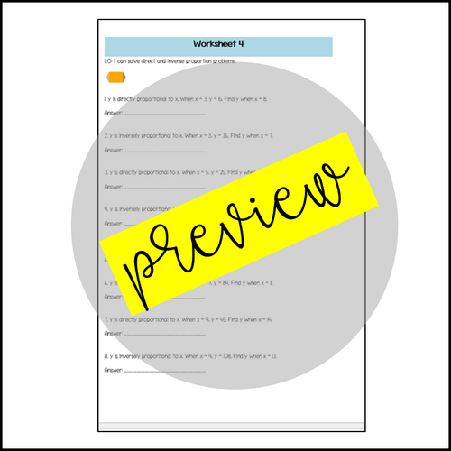 Direct & Inverse Proportion Workbook | GCSE Foundation Maths | 12 ...
