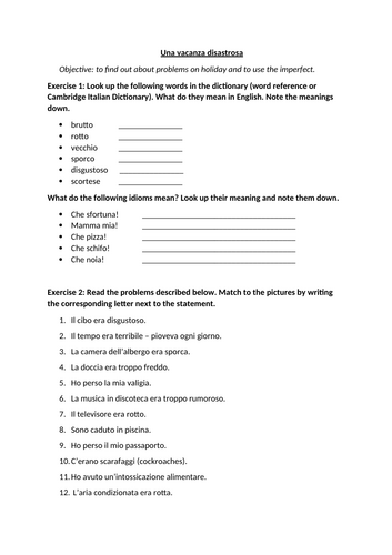 Le vacanze (Holidays) and Past Tense FULL unit of work: KS3 Italian ...
