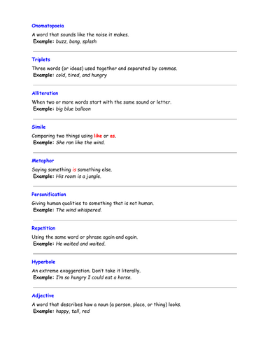GCSE Language Devices Revision | Teaching Resources